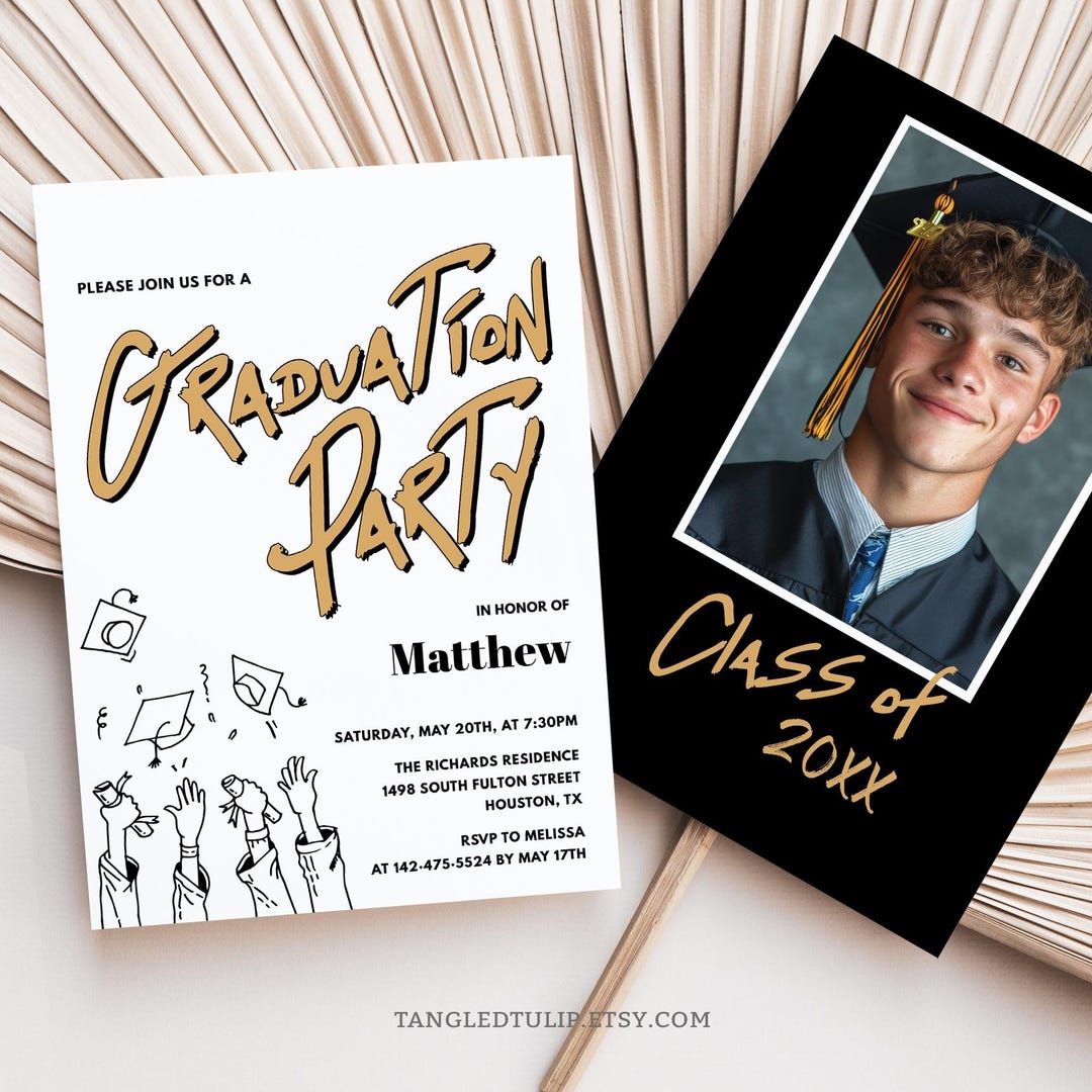 Editable Graduation Party Invitation for a Guy, Graduation Party Invite ...