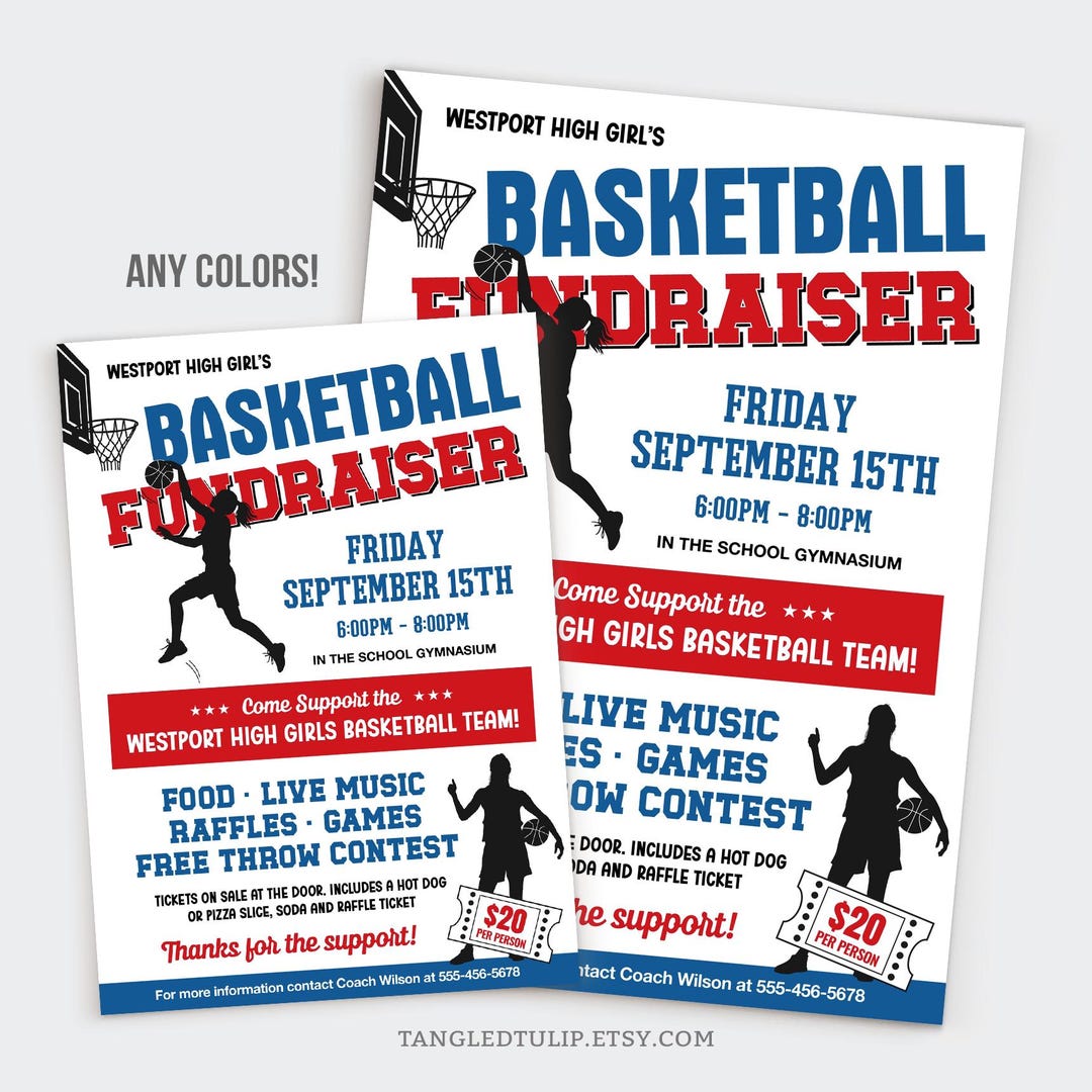 Editable Girls Basketball Fundraiser Template, Female Basketball ...