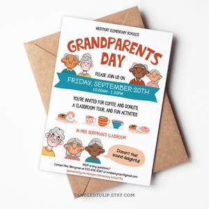 Grandparents Day Card Template, Editable Grandparents Day Invite With ...
