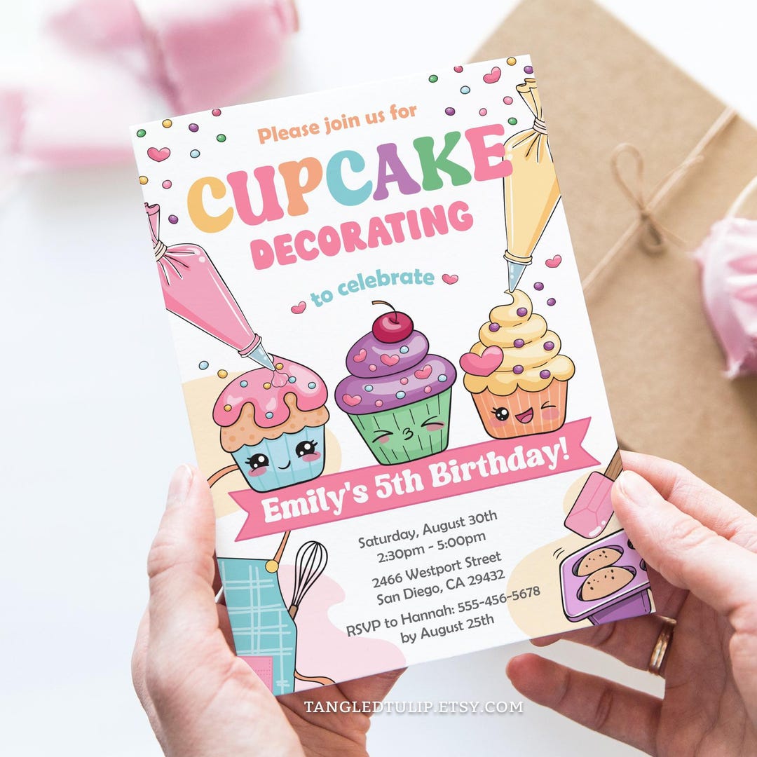 Cupcake Decorating Party Invitation, Editable Baking Birthday Invite ...