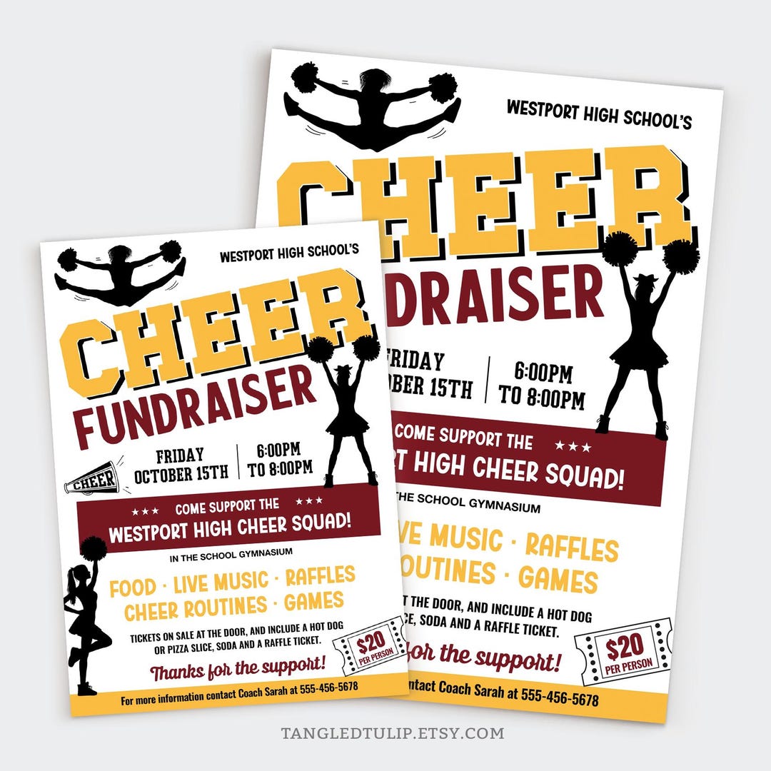 Editable Cheer Fundraiser Flyer and Poster Template, Cheerleading ...