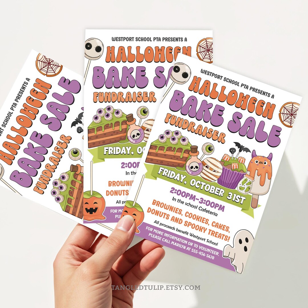Editable Halloween Bake Sale Invitation Flyer, School Halloween ...