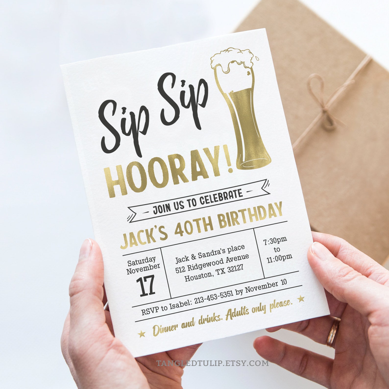 Sip Sip Hooray Birthday Invitation | Man Beer Theme Birthday Party ...
