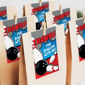 Bowling Thank You Tags, Favor Tags for Boys Bowling Birthday, PRINTABLE ...