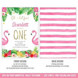 Flamingo First Birthday Invitation, Oh What Fun 1st Birthday Invite ...