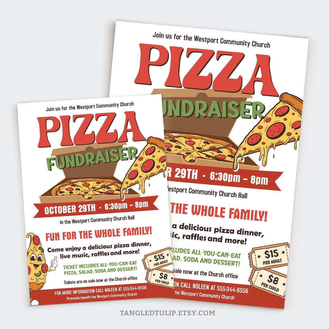 Editable Pizza Fundraiser Invitation Flyer, Church Pizza Fundraising ...