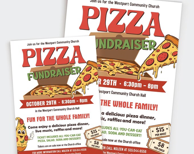 EDITABLE Pizza Fundraiser Flyer; Instant Download, School Church ...