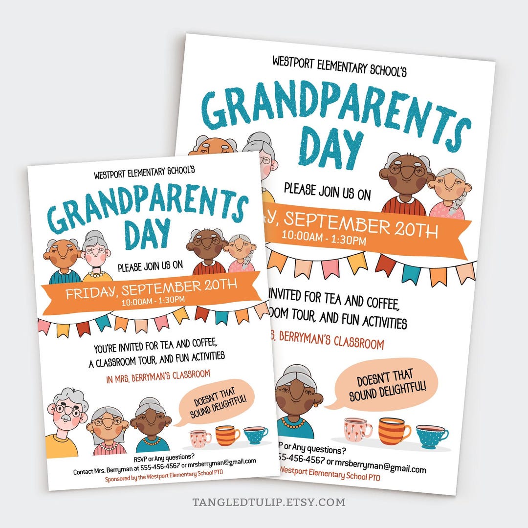 Grandparents Day Flyer | School Grandparents Day Event Poster ...