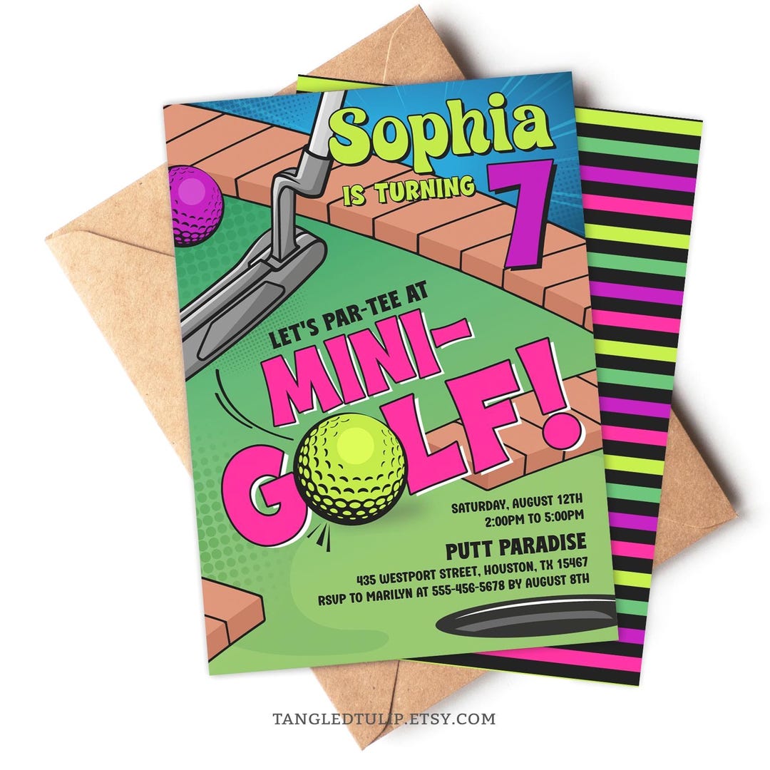 Mini Golf Birthday Invitation | Girl Miniature Golf Putt Putt Birthday ...