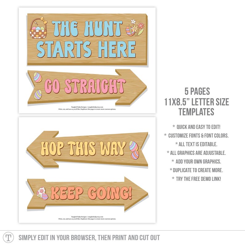 Easter Egg Hunt Signs | Directional Egg Hunt Signs | Easter Hunt Arrows ...