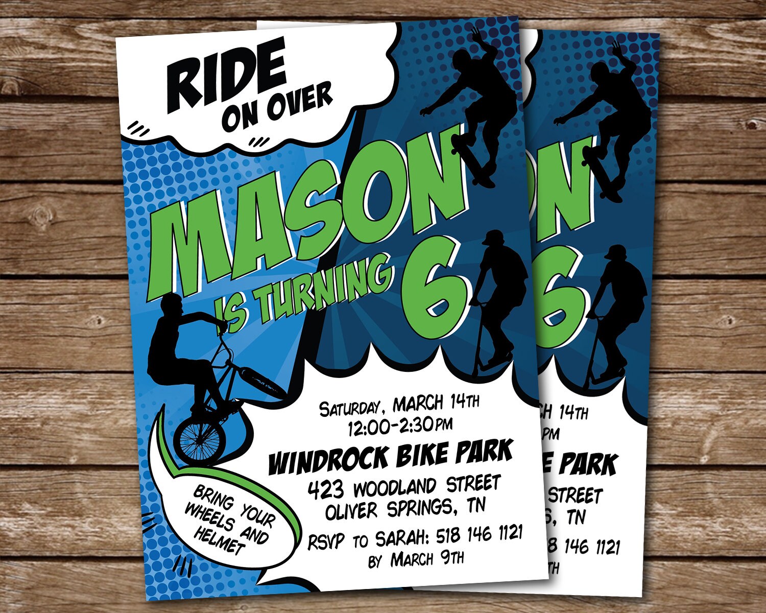 Bike Skater Scooter Birthday Party Invitation Ride on Over | Etsy Australia