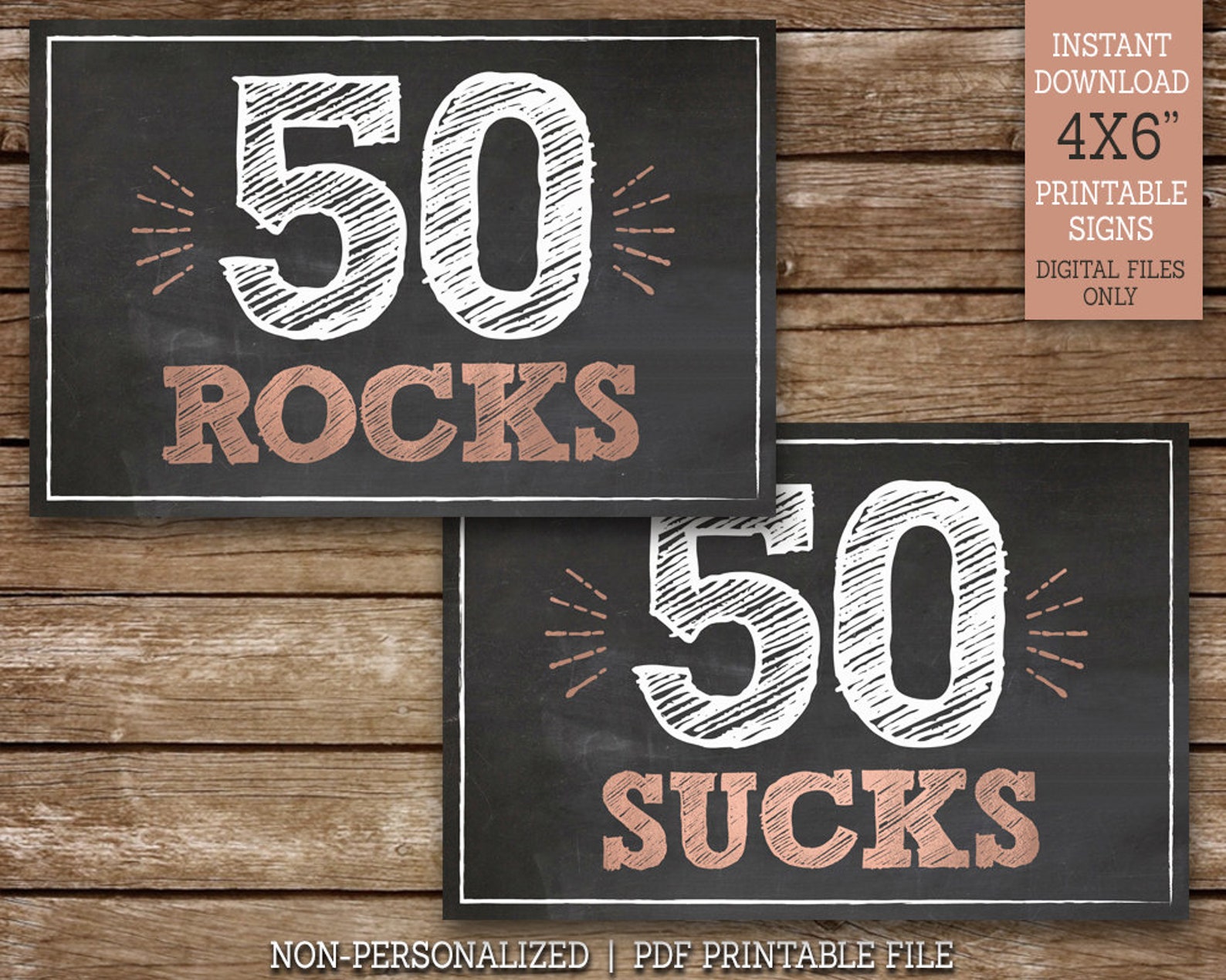 50th Birthday Signs 50 Sucks 50 Rocks 50 and Still Hot - Etsy