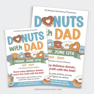 Editable Donuts With Dad Invitation Flyer, School Father's Day ...