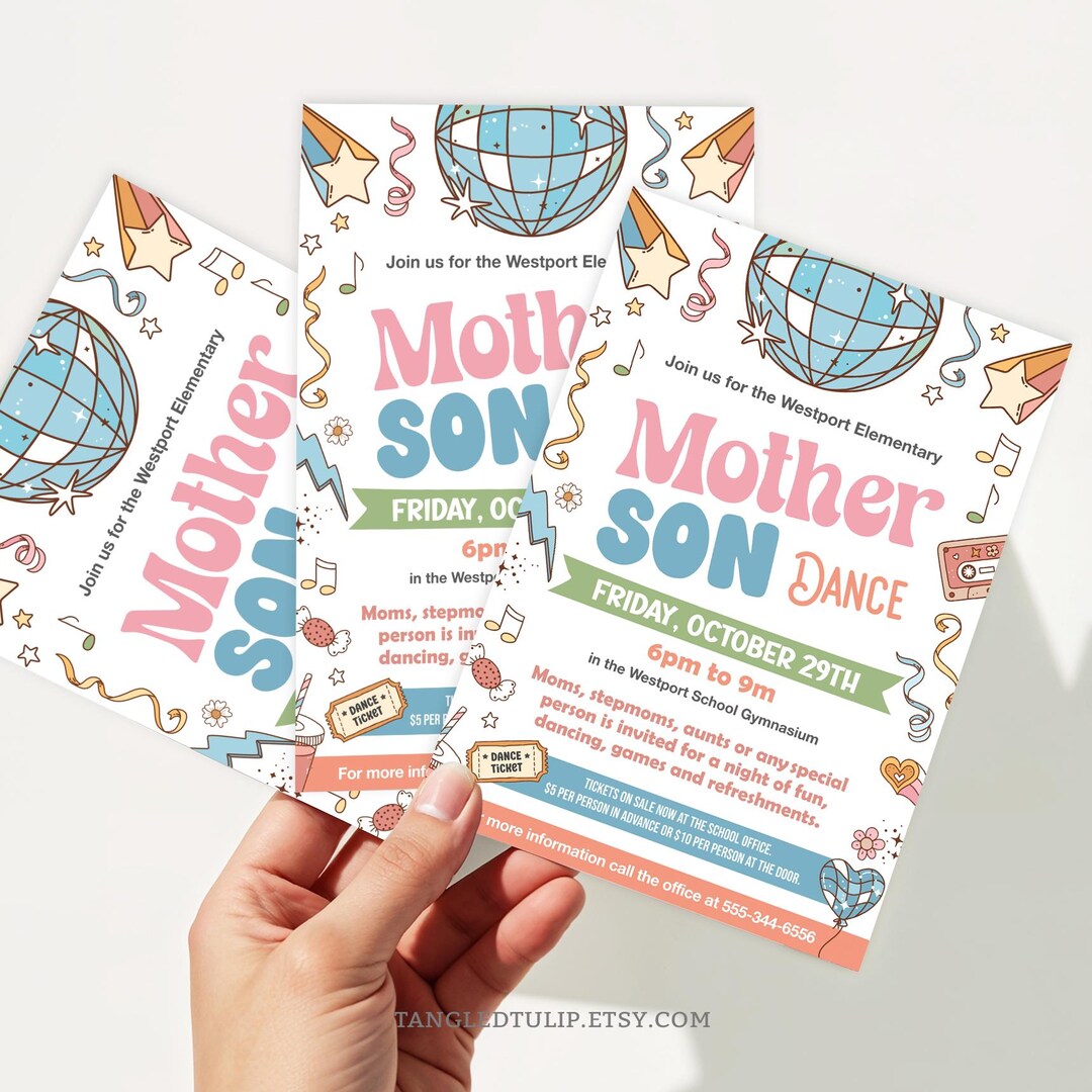 Mother Son Dance Flyer | School Mother’s Day Dance Poster | Printable ...