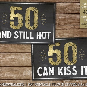 50th Birthday Signs, Cheers to 50 Years, 50 Sucks, 50 Rocks, 50 Can ...