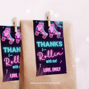 Roller Skating Party Tag Template, Girl Roller Skate Birthday Thank You ...