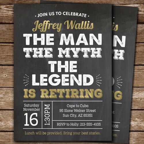 The Man the Myth the Legend Retirement Party Invitation - Etsy