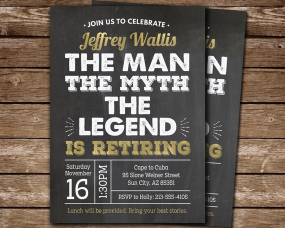 Retirement Party Invitation, Retirement Invitation, The Man The Myth ...