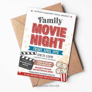 Editable Family Movie Night Flyer, School Church Fundraiser Event ...