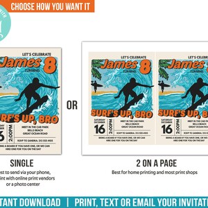 Surfing Birthday Invitation for Boys: Surfs up Bro Party Invite ...
