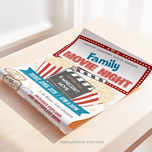 Editable Movie Night Fundraiser Flyer, Family Movie Night Flyer, Movie ...