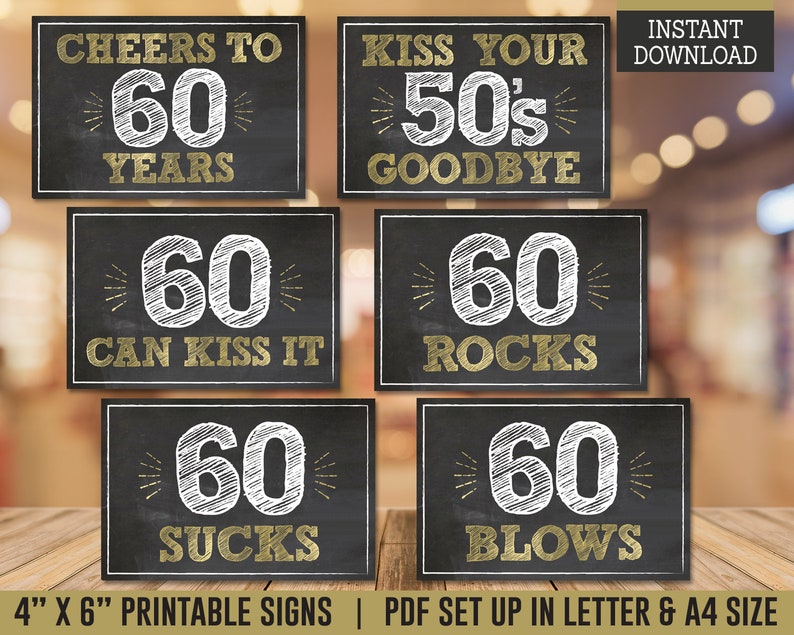 60th Birthday Party Decorations Cheers to 60 Years PRINTABLE - Etsy