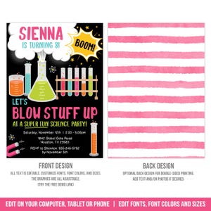 Science Party Invite, Girl Science Birthday Invitation, Let's Blow ...
