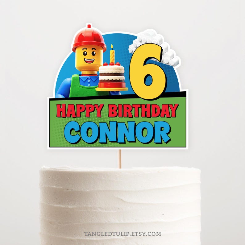 Building Blocks Birthday Cake Topper | Custom Name & Age Cake Topper ...