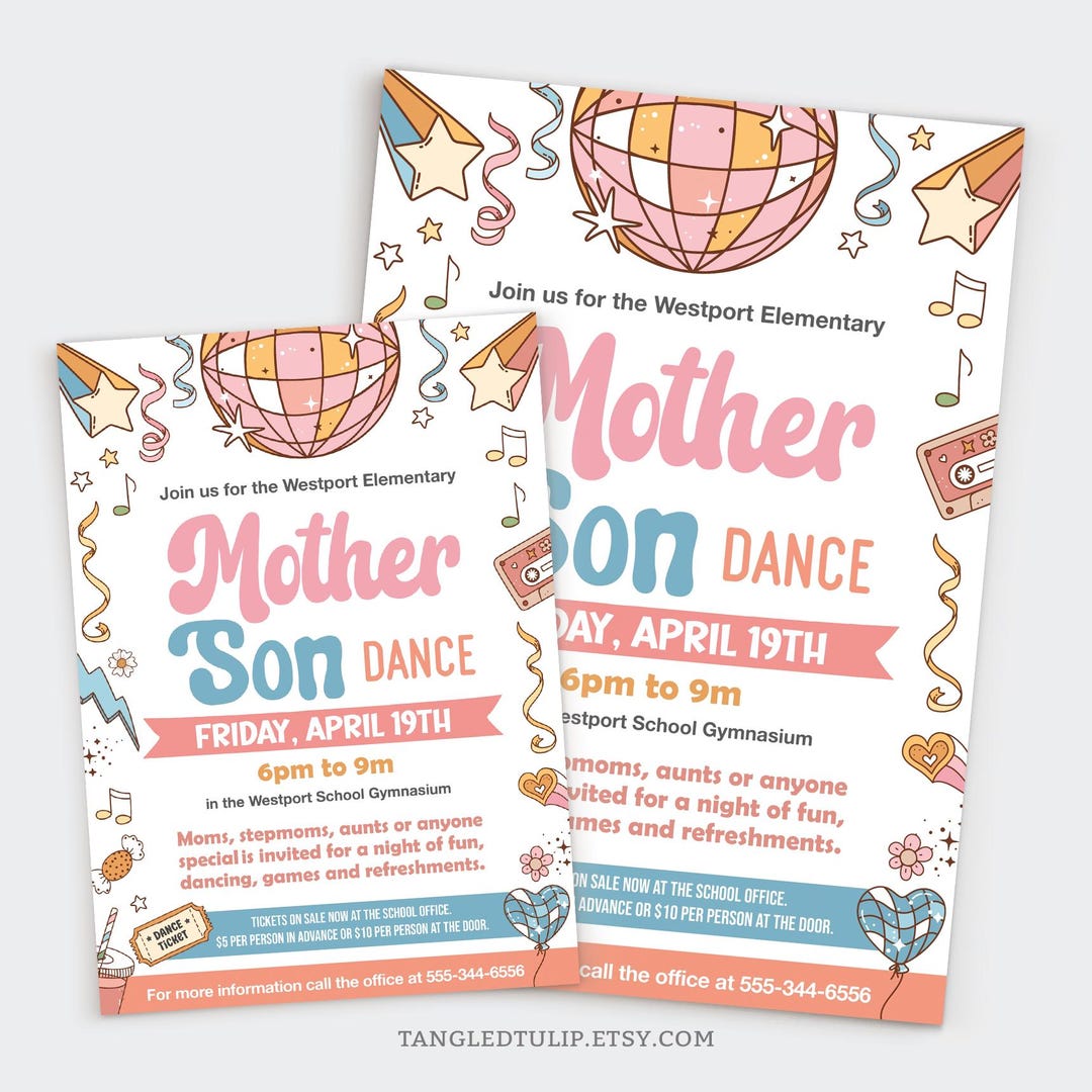 Mother Son Dance Invitation, Editable Mother-son Dance Invite Flyer and ...