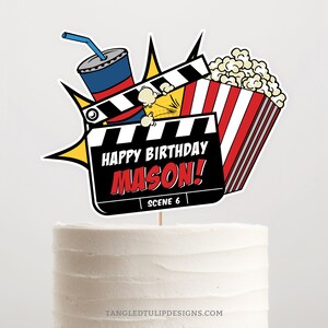 Editable Movie Cake Topper, Custom Cake Topper, Movie Party Printable ...