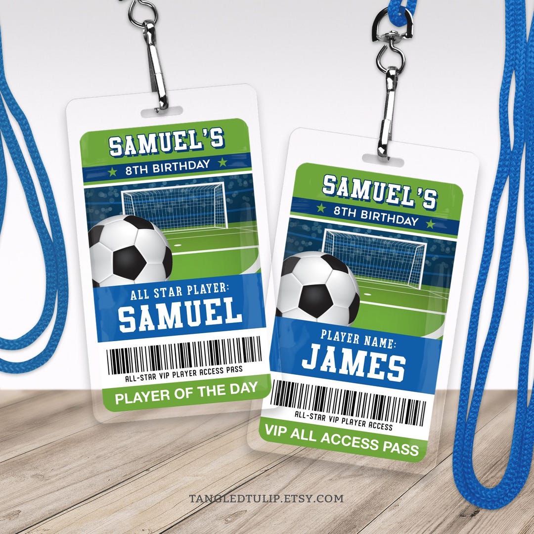 Editable Soccer Party ID Badge Template, Soccer Player ID Badge, All ...