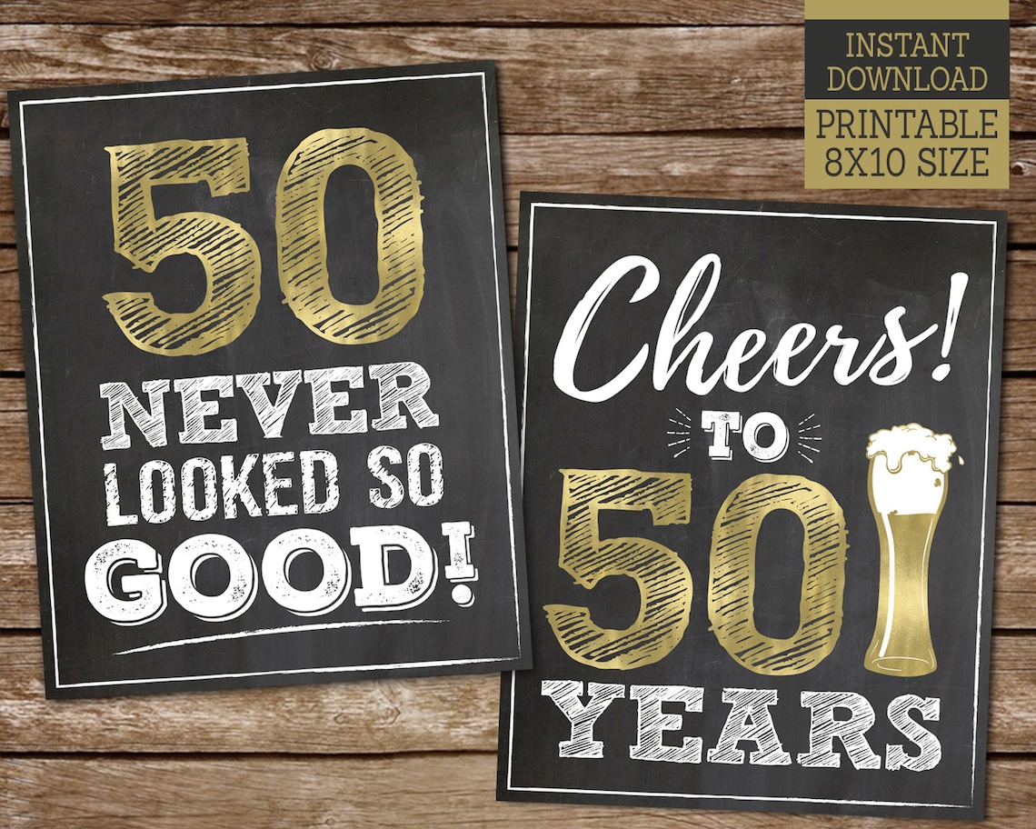 50th Birthday Sign Pack 50th Birthday PRINTABLE Signs Cheers - Etsy