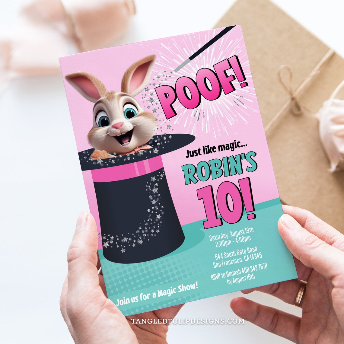 Magic Birthday Invitation | Girl Magic Show Birthday Party Invite ...