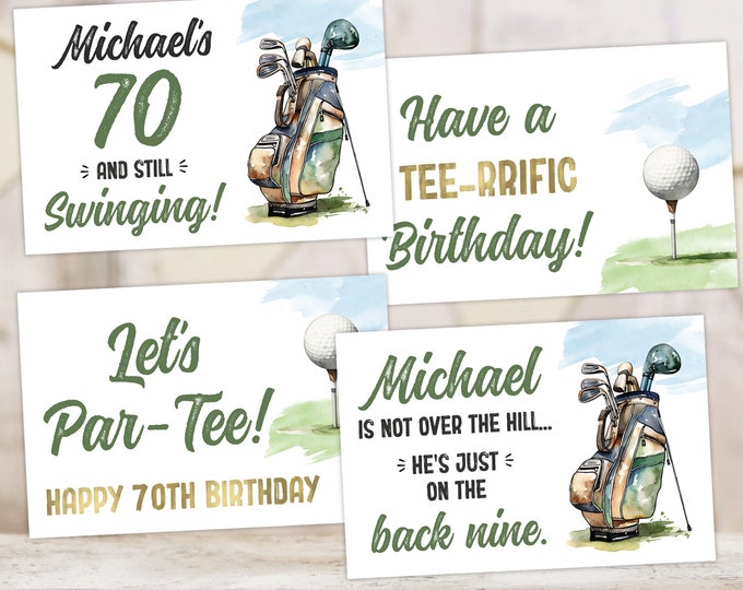 Personalized Golf 70th Birthday Banner, Seven Tee and Still Swinging ...