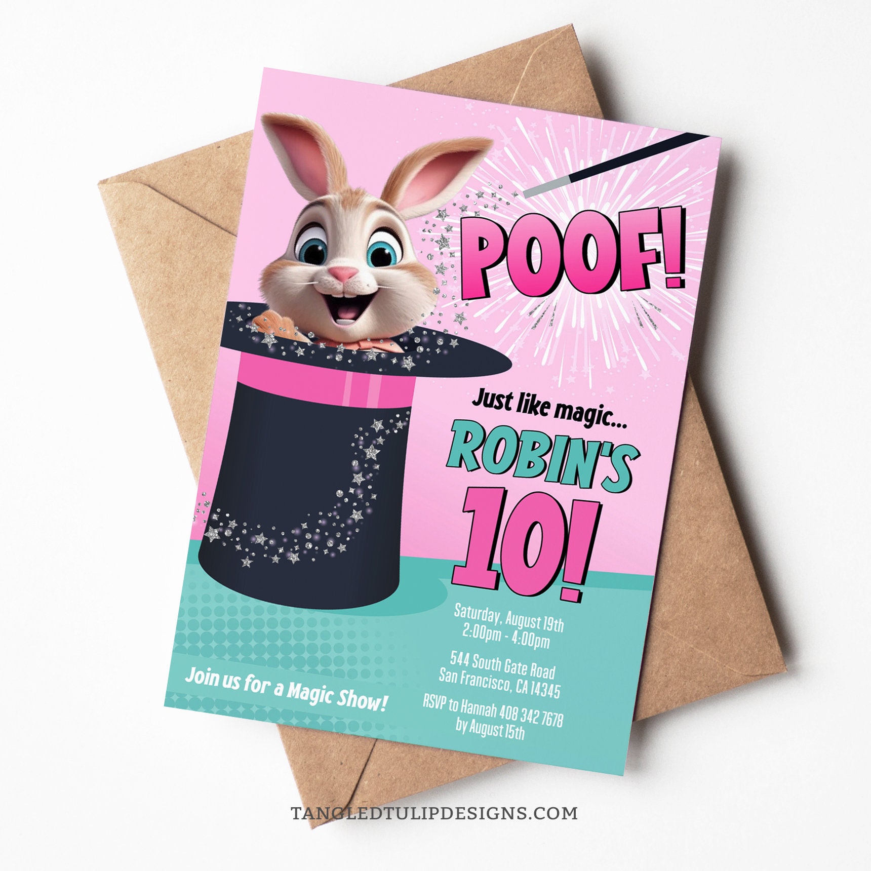 Magic Birthday Invitation | Girl Magic Show Birthday Party Invite ...
