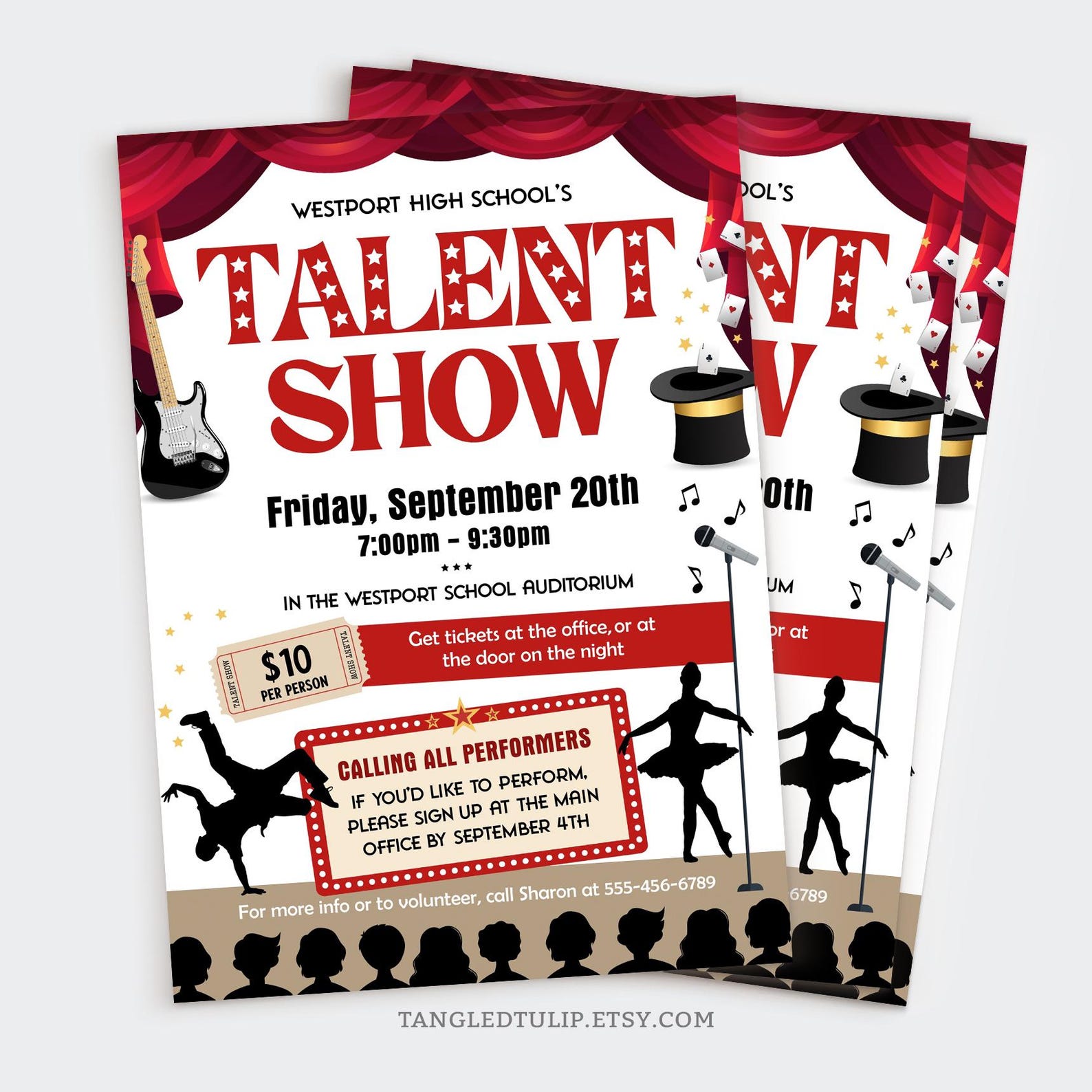 Talent Show Flyer | High School Talent Show Poster | Printable Editable ...