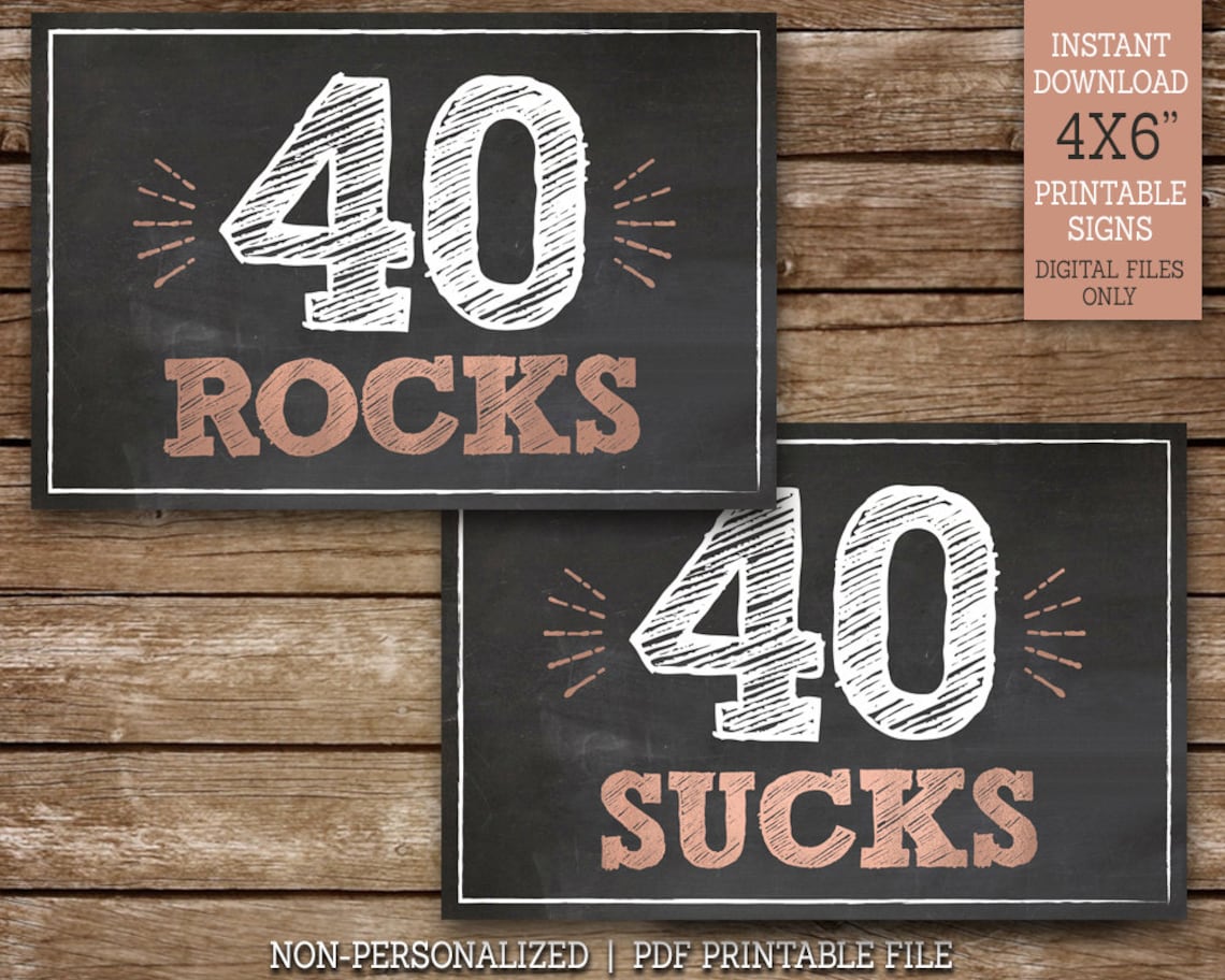 40th Birthday Signs 40 Sucks 40 Rocks 40 Blows Cheers to | Etsy