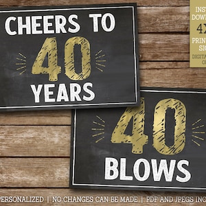 40th Birthday Signs, 40 Sucks, 40 Rocks, 40 Can Kiss It, Cheers to 40 ...