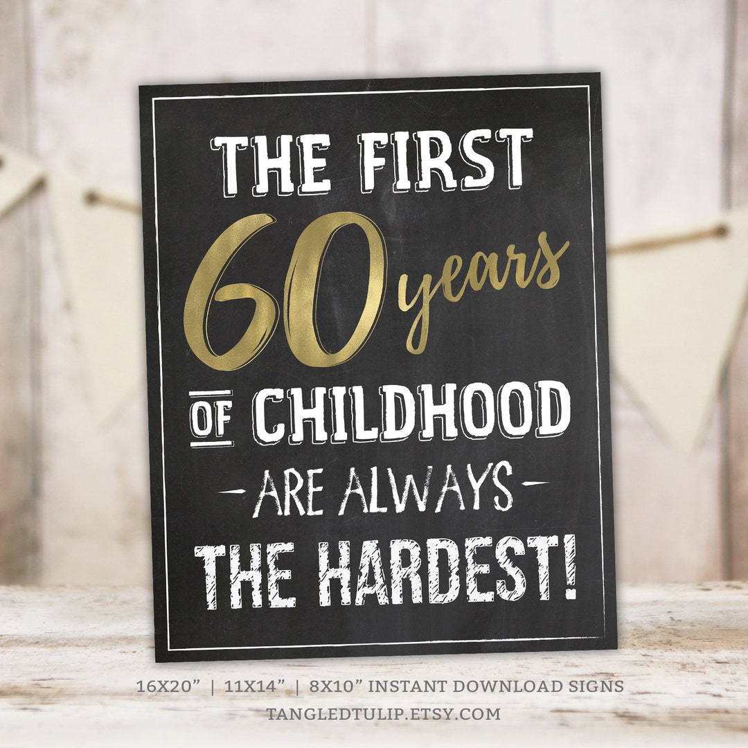 Funny 60th Birthday Sign: Gold Chalkboard Party Decor (printable ...