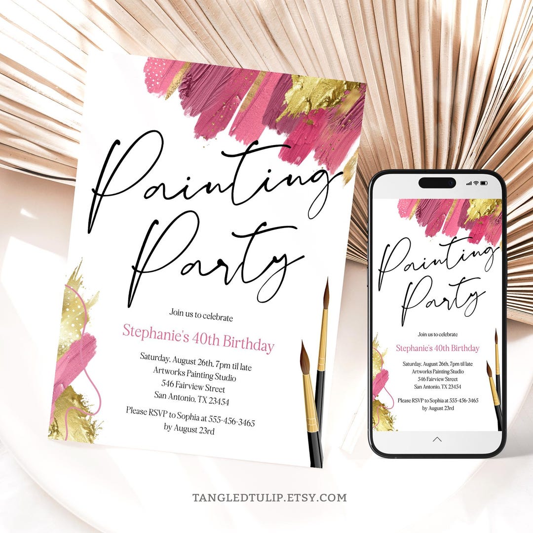 Painting Party Invitation for Women, Editable Painting Birthday Invite ...