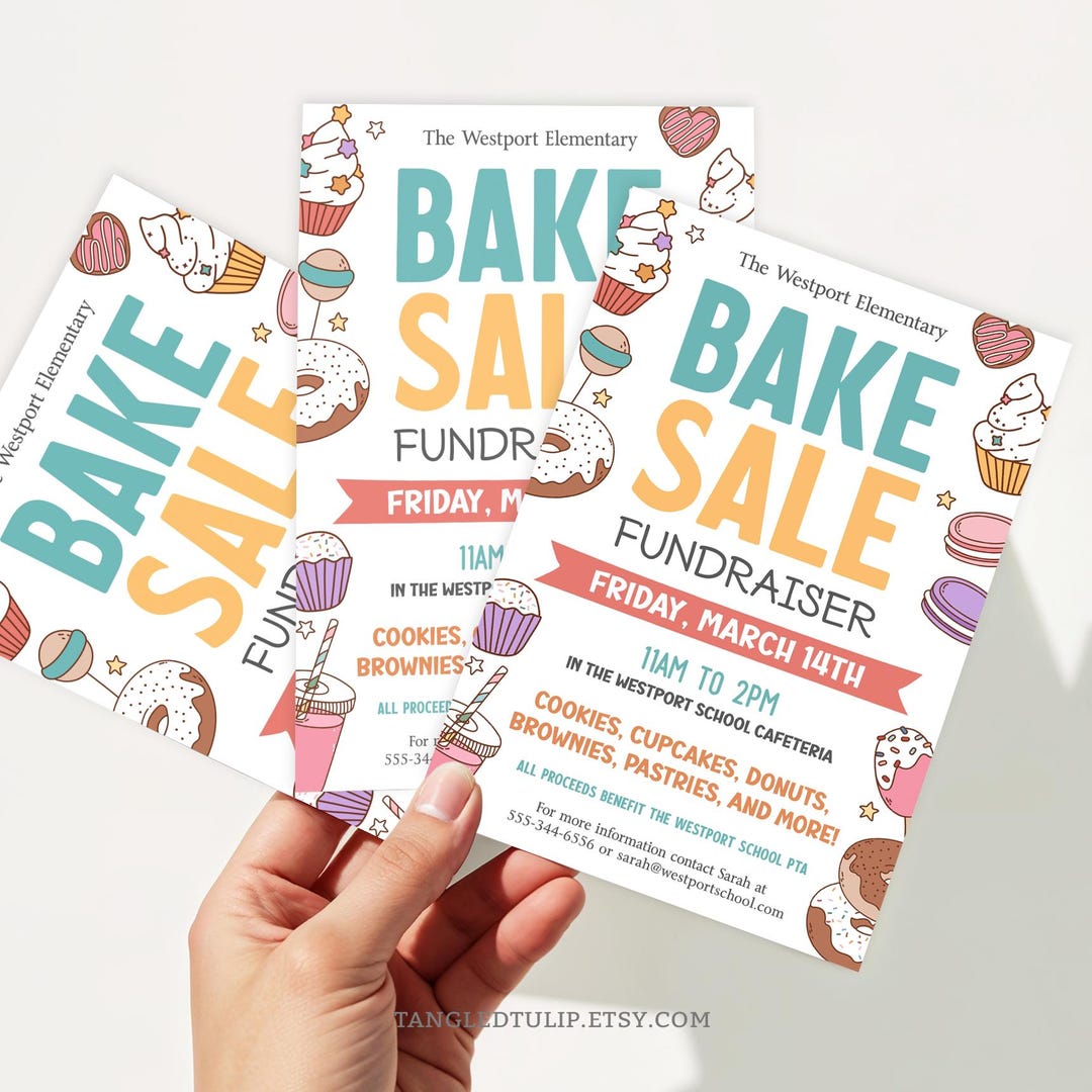 Bake Sale Flyer and Poster, Editable Bake Sale Fundraiser Template ...