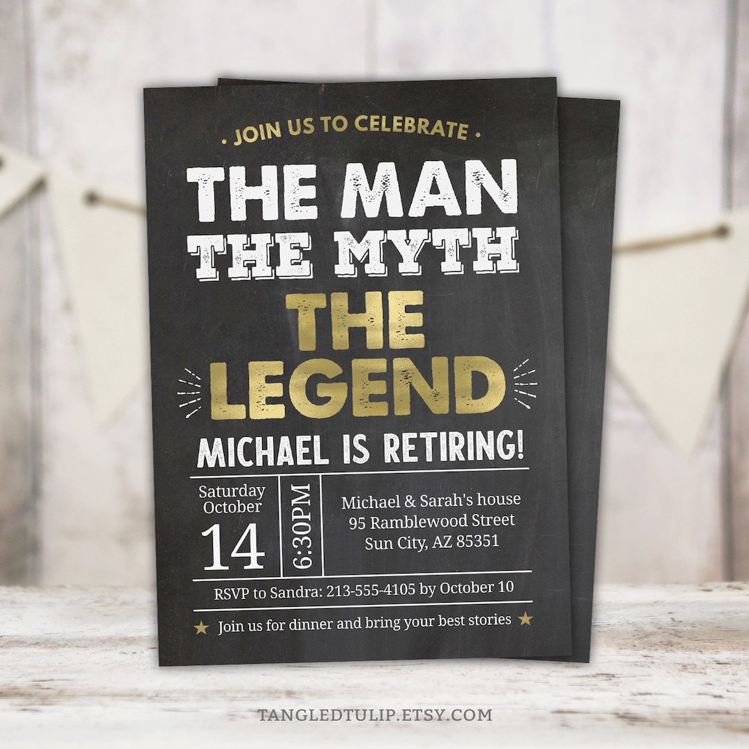 Editable Retirement Party Invitation the Man the Myth the Legend is ...