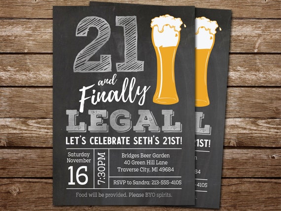 21st Birthday Invitation For Men PRINTABLE 21 And Finally Legal 