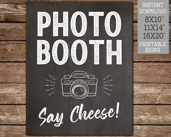 Photo Booth sign PRINTABLE Photo Booth Say Cheese sign Silver and White Photo Booth Instant Download Sign 8x10 11x14 16x20 by TangledTulip Catch My Party