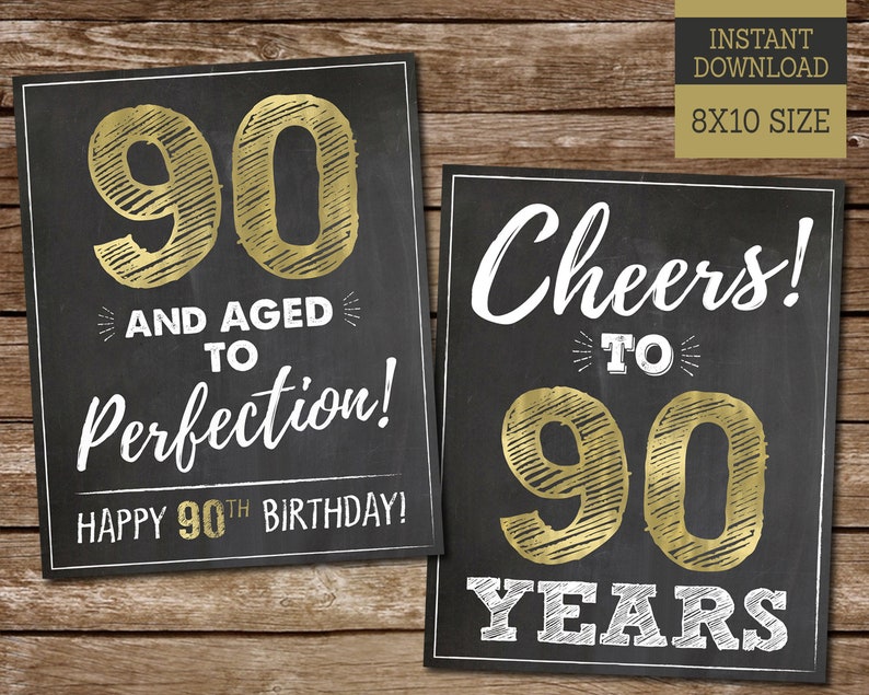 90th Birthday Signs for Men PRINTABLE Cheers to 90 Years | Etsy
