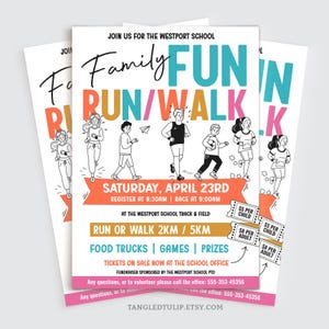 Editable Fun Run Flyer and Poster, Family Fun Run/walk Fundraiser ...