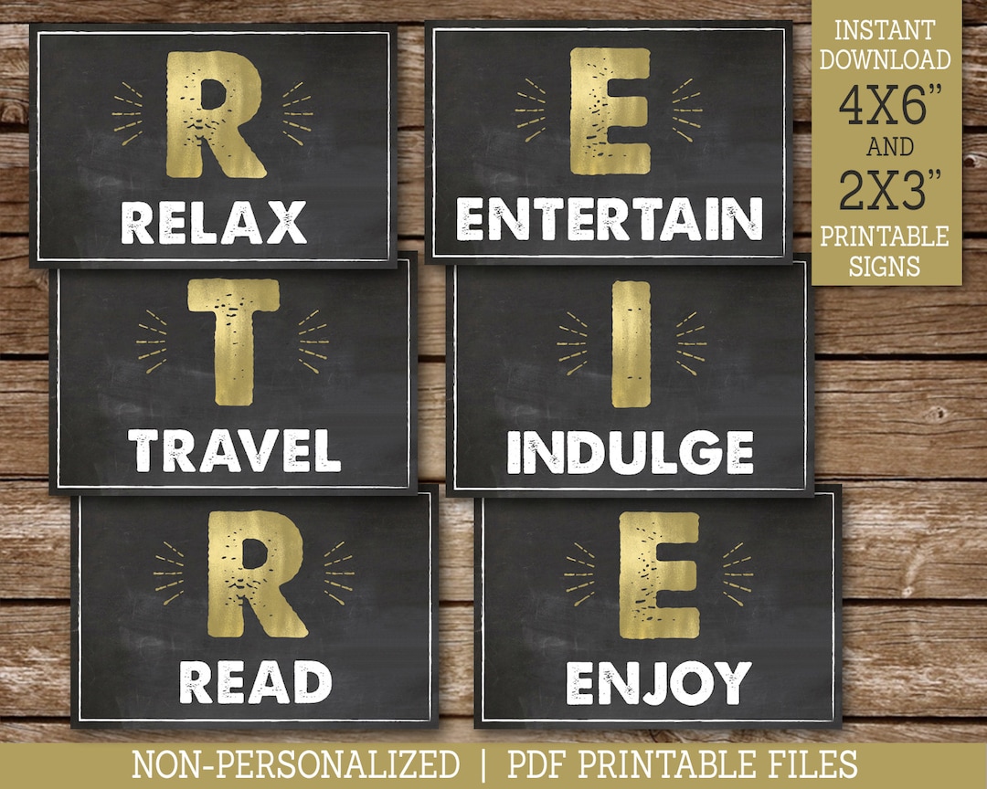 Retirement Party Signs Relax Entertain Travel Indulge - Etsy