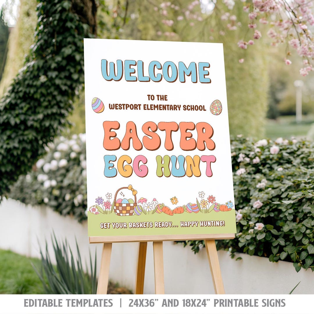 School Easter Egg Hunt Welcome Sign | Easter Egg Hunt Printable ...