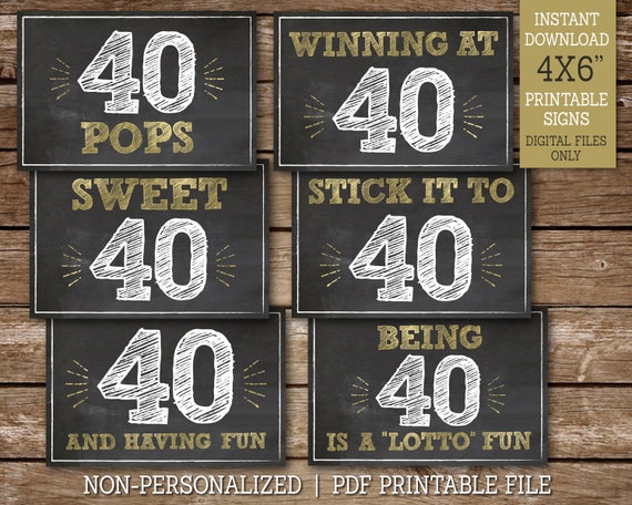 40th Birthday Printable Signs, Family kid-friendly 40th Candy Labels ...