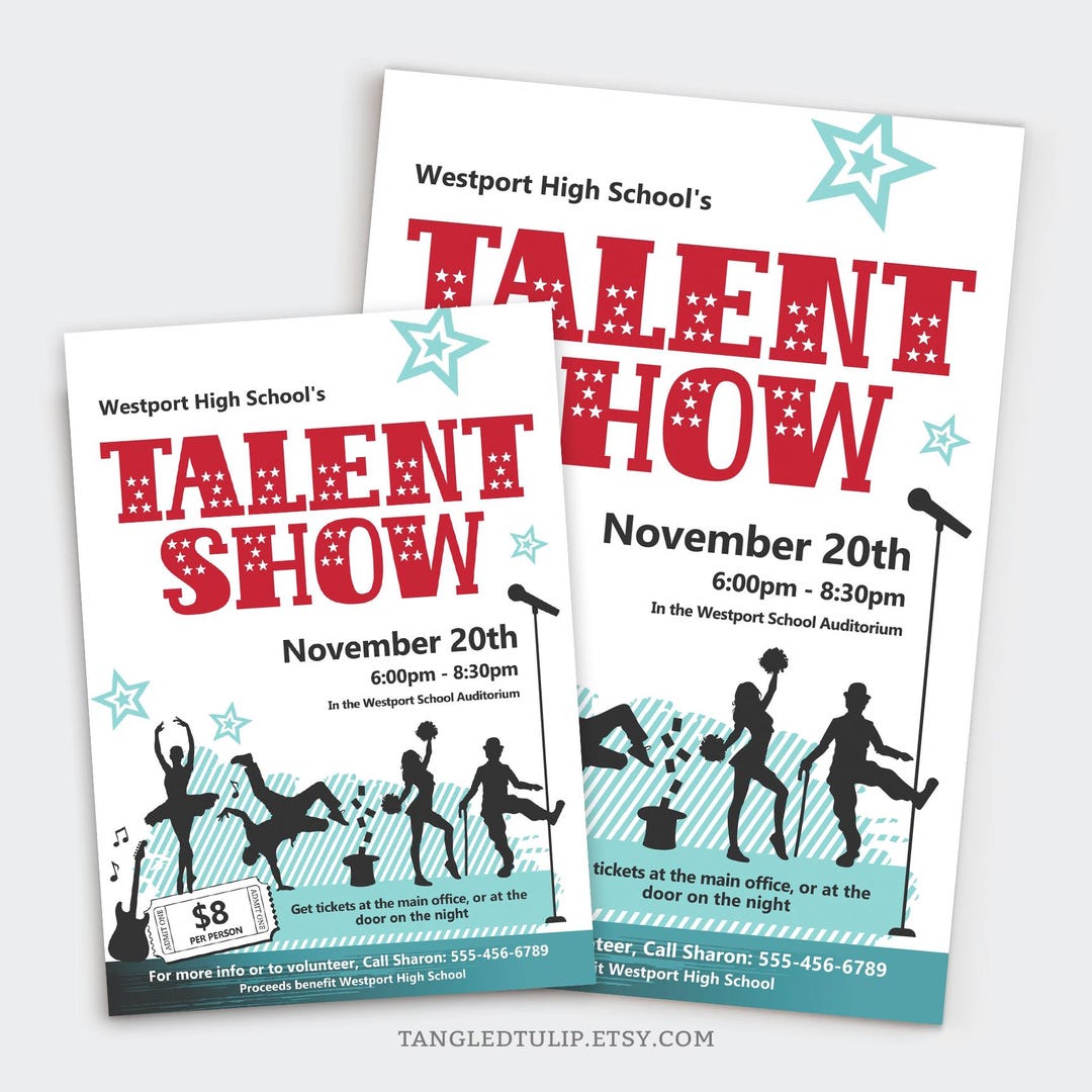 Editable School Talent Show Invitation & Poster: High School PTO PTA ...